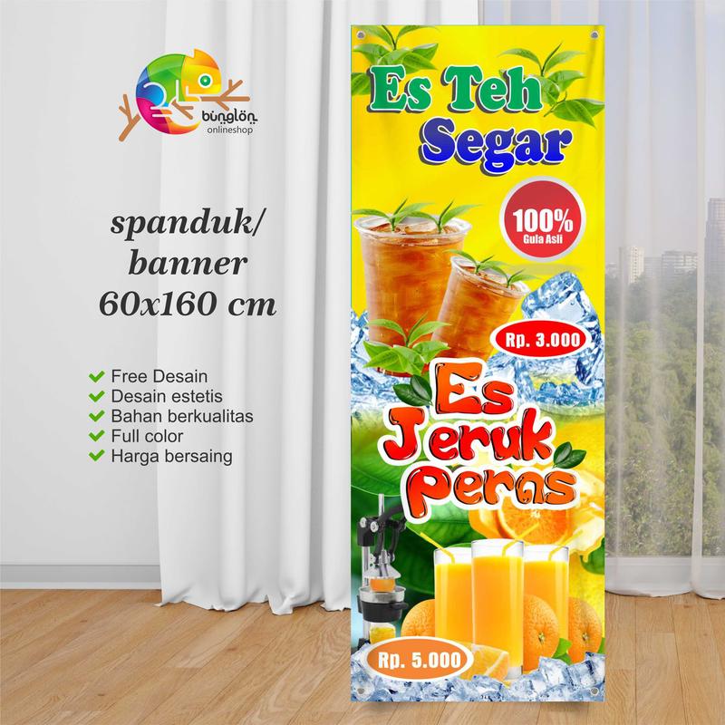 Spanduk 60x160 Banner Es Teh Segar Es Jeruk Peras Custom Desain - Shop ...