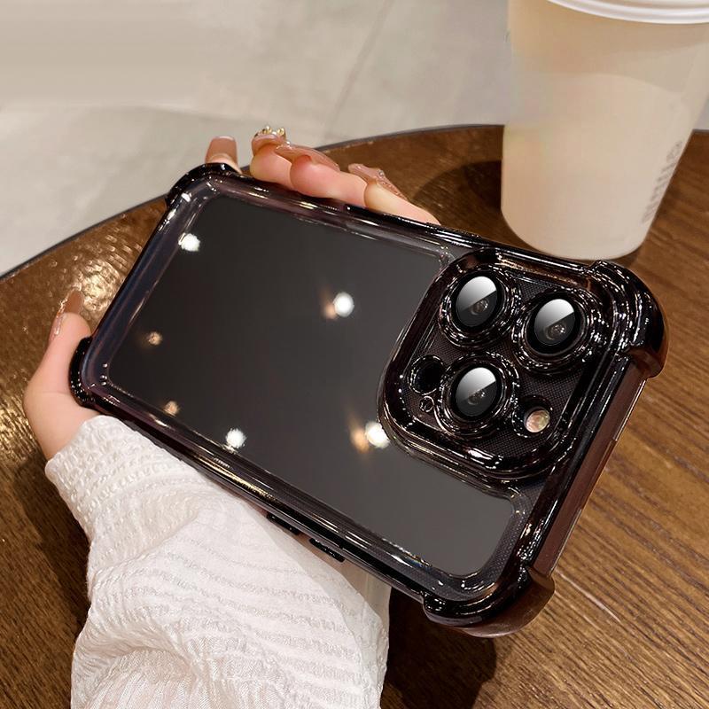 Luxury Electroplate Transparent Logo Hole Phone Case For iPhone ...