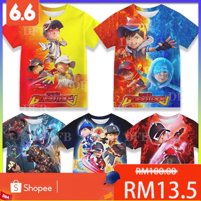Kemeja-T Kanak-kanak, Corak Anime BOBOIBOY, Percetakan 3D, Untuk ...