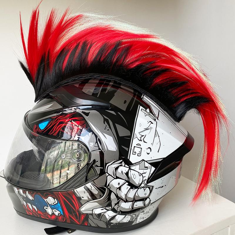 Motorcycle Mohawk Helmet Wig Sticker Helmet Decorations Wigs - TikTok ...