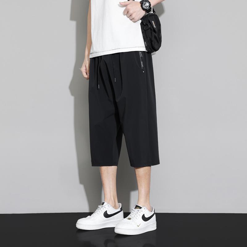 New Cropped Pants Men's Summer Thin Loose Straight Casual Pants Men's ...