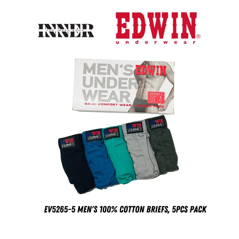 EV5265-5 Edwin Men Underwear Cotton Brief (5 Pcs) Menswear Spender - TikTok Shop Malaysia