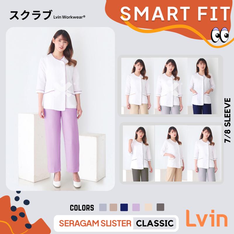 NEW Baju Suster Lengan 7/8 Classic Putih / Seragam Babysitter - Shop ...