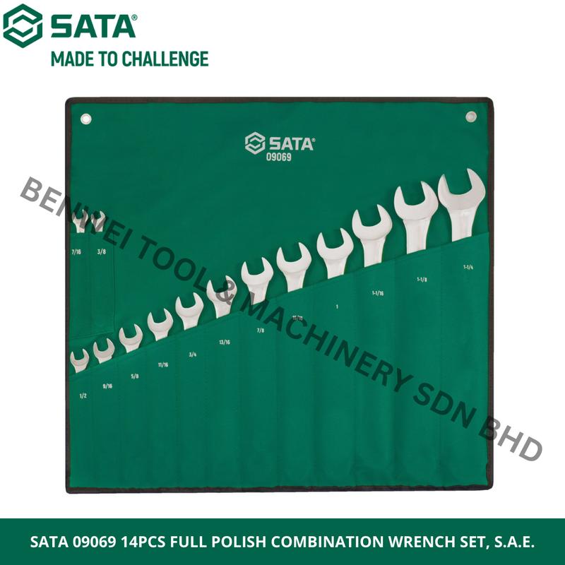 SATA 09069 14PCS FULL POLISH COMBINATION WRENCH SET, S.A.E. - TikTok ...