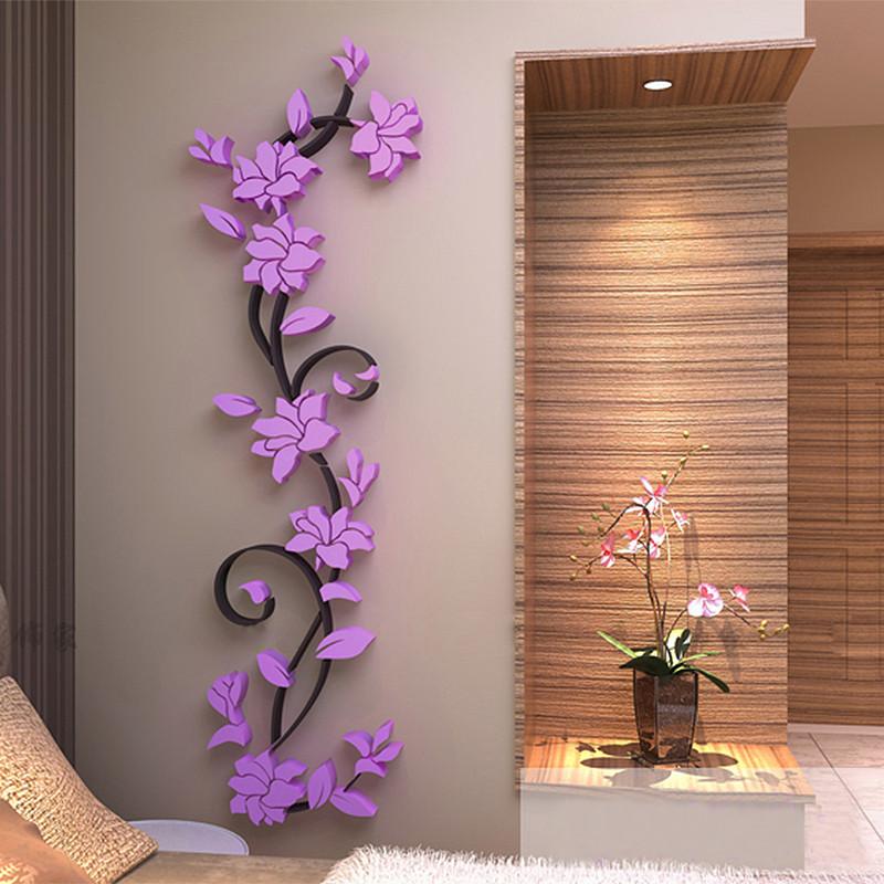 Pelekat bunga segi empat tepat, kertas dinding melekit, stereoskopik ...