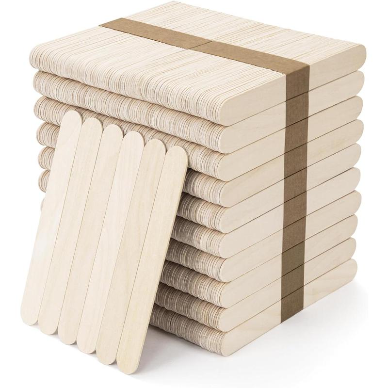 1000 count Wooden Popsicle Sticks for Crafts, 6 Inch Wooden Craft ...