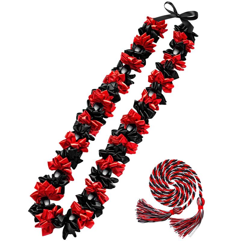 Graduation Leis With Kukui Nut Beads And Cord Class Of 2025 Ribbon ...