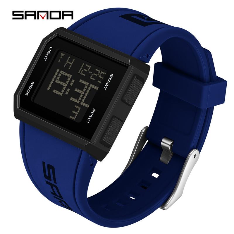 Jam Tangan Elektronik Sukan Lelaki, SANDA, Fesyen, Di Luar, Tali ...