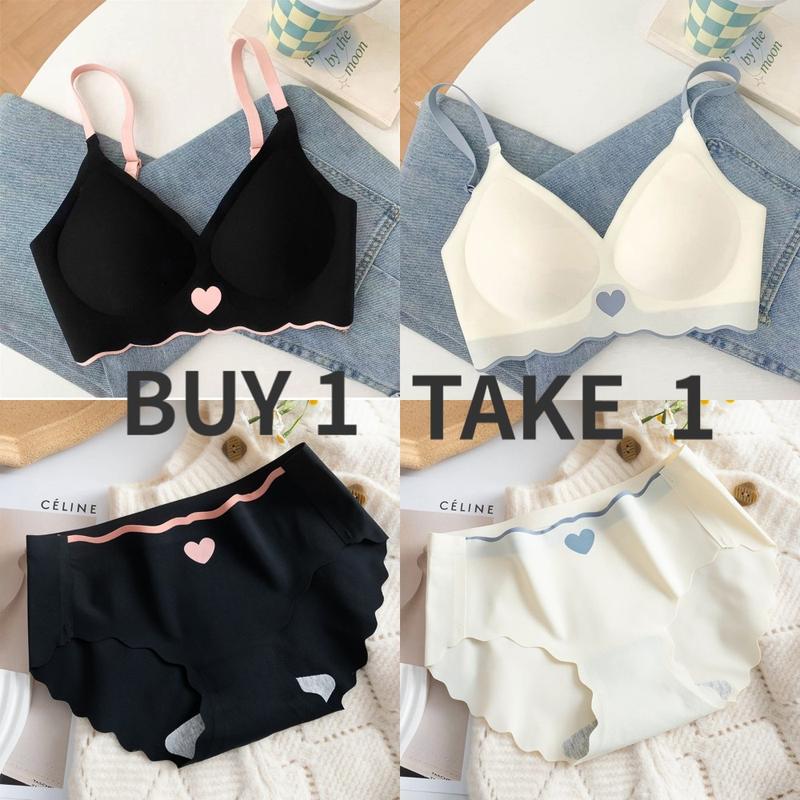 Buy 1 Take 1 Underwear Invisible Soft Support Bra Lightweight - TikTok ...
