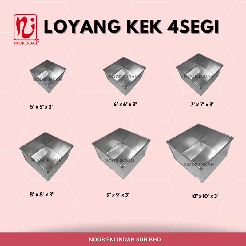 Loyang Kek Petak Empat Segi Tinggi Loyang Tiga Inci Kitchenware ...