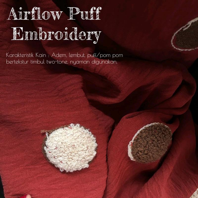 KAIN AIRFLOW PUFF EMBROIDERY / CRINKLE POM POM - Shop | Tokopedia
