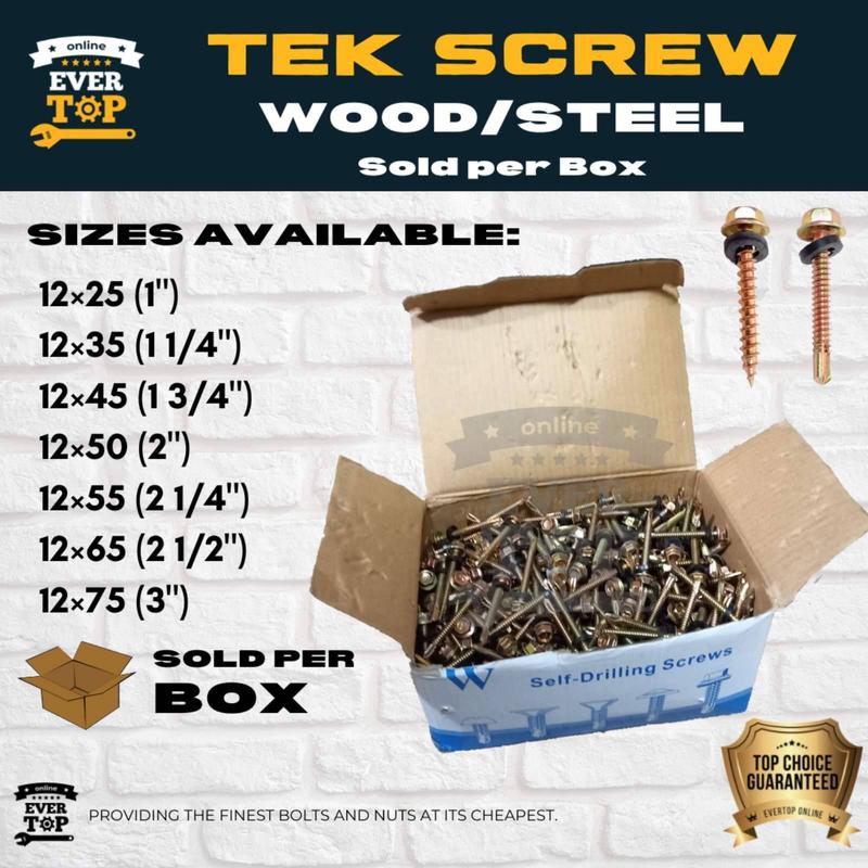 (1box) Tek Screw Wood & Steel/Metal (Sold Per Box) Text Scre - TikTok ...