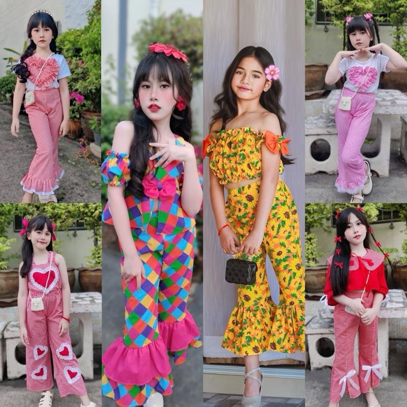 ชุดเสื้อหัวใจกางเกงระบายปลายขาเด็กผู้หญิง - TikTok Shop Thailand