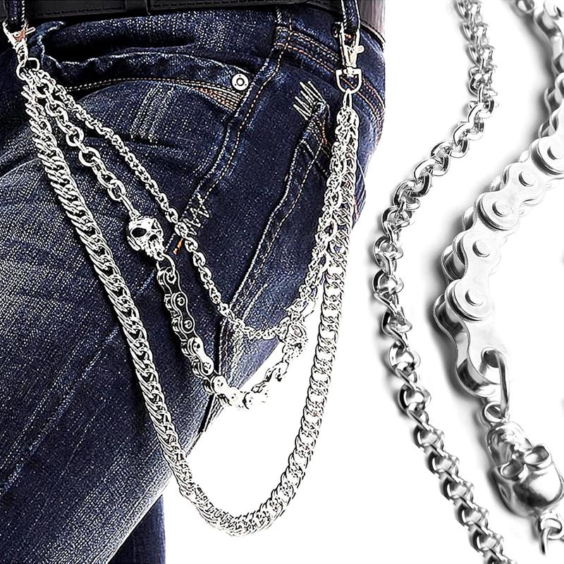 Pants Chain for Men Women,Biker Skull Chain Wallet,Long Cool EMO Punk ...