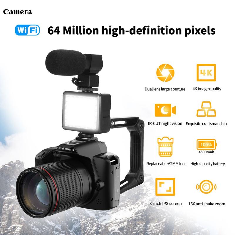 Kamera Digital WiFi HD D5, 64 Juta Piksel, Kamera Dwi 4K, Penglihatan ...