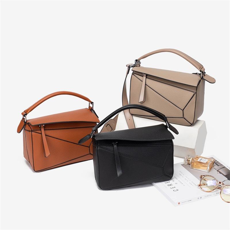Women's Bag New Hand-Carrying All-Match Stitching Geometric Bag ...