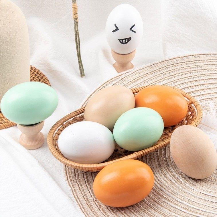 Solid Wooden Simulation Eggs, Play House Children Education Hand ...