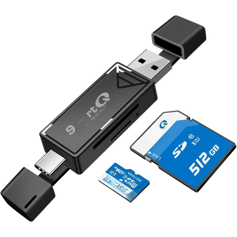 SD Card Reader, Dual Connector USB 2.0/USB-C Memory Card Reader Adapter ...