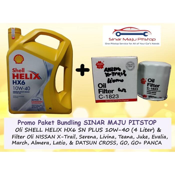 Jual Paket Bundling Oli SHELL HELIX HX6 10W-40 API SN PLUS Original 4 ...