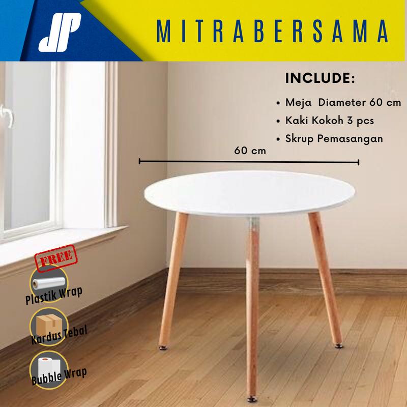 MEJA BULAT BESAR DIAMETER 60 TINGGI 50CM DAN 70CM RUANG TAMU/RUANG ...