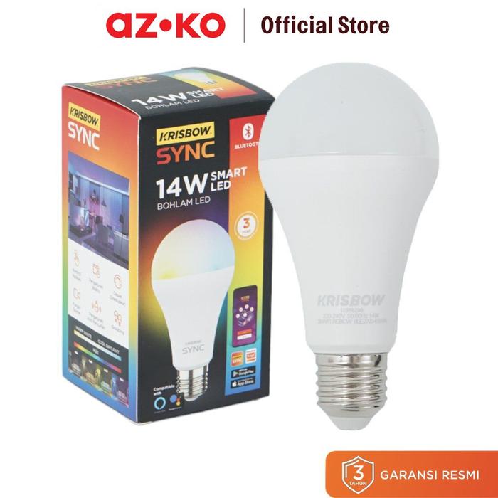 Promo AZKO Krisbow Sync Smart Bohlam Led Bluetooth Rgbcw Smart Bulb ...