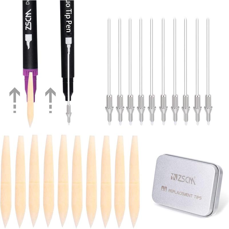 ZSCM Duo Tip Brush Markers Replacement Nib Tips Include 10 Fineliner ...