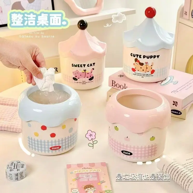 Cartoon Cute Desktop Stationery Storage Bin Mini Storage Box High-Value ...