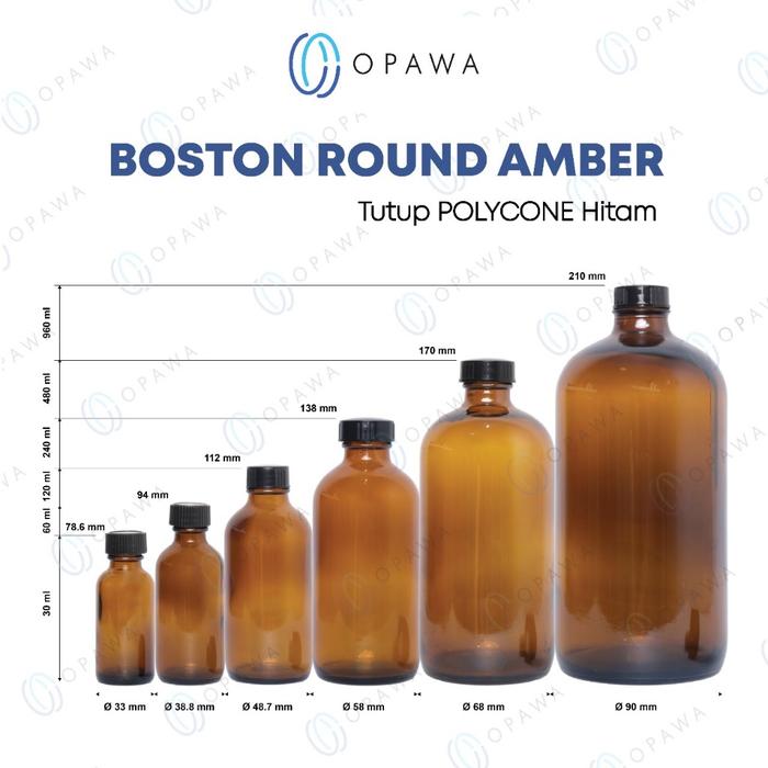 Jual Botol Boston Round / Botol Kaca Amber / Botol Kaca Juice & Kopi ...