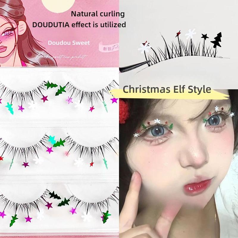Sequined Christmas False Eyelashes Dense Comic Eyelashes Eye - TikTok ...