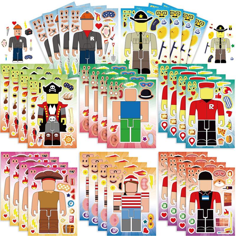 16 Sheets / Pack Roblox Sticker Make Your Own Face DIY Puzzl - TikTok ...