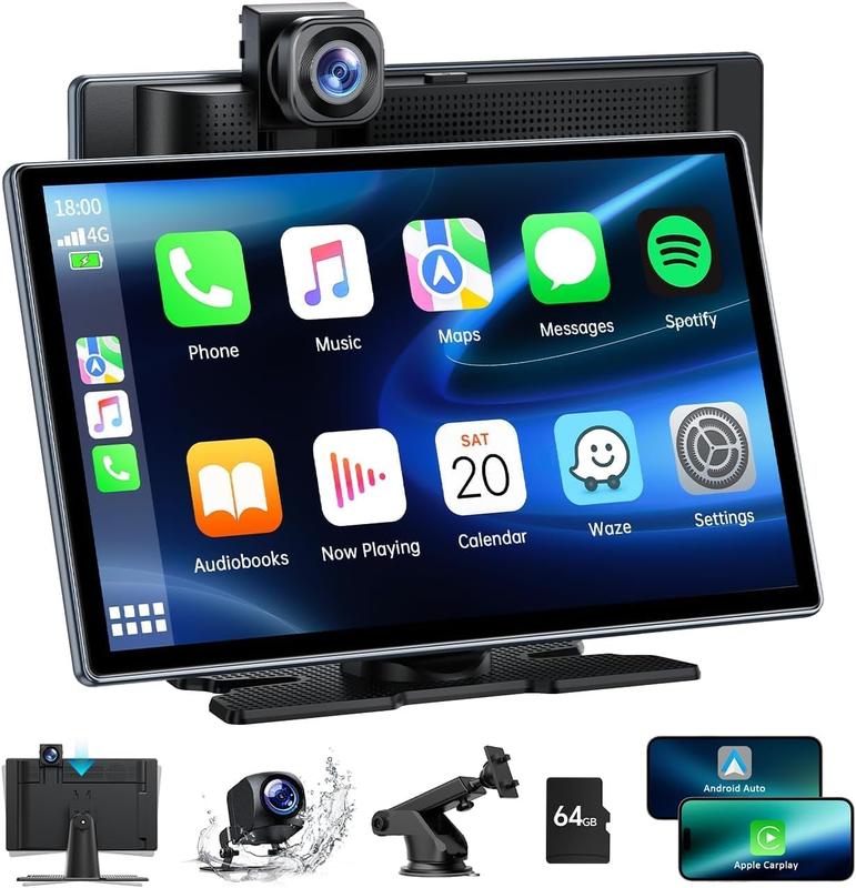 Portable Carplay Screen for Car,9-inch Wireless Carplay and Android ...