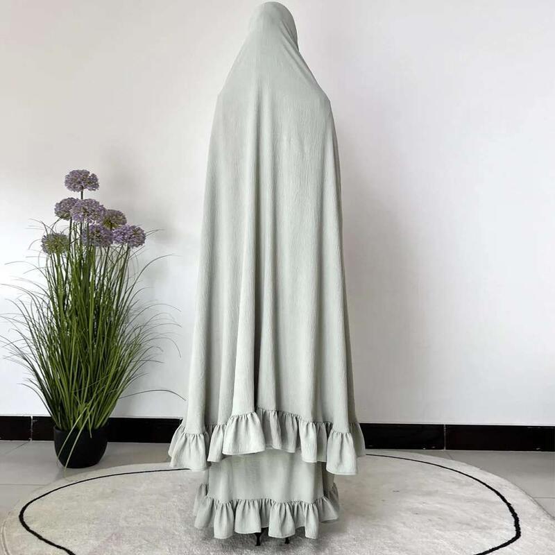 Sweet Ruffles Prayer Set for Women, Extra-long Khimar Abaya&Sleevless ...