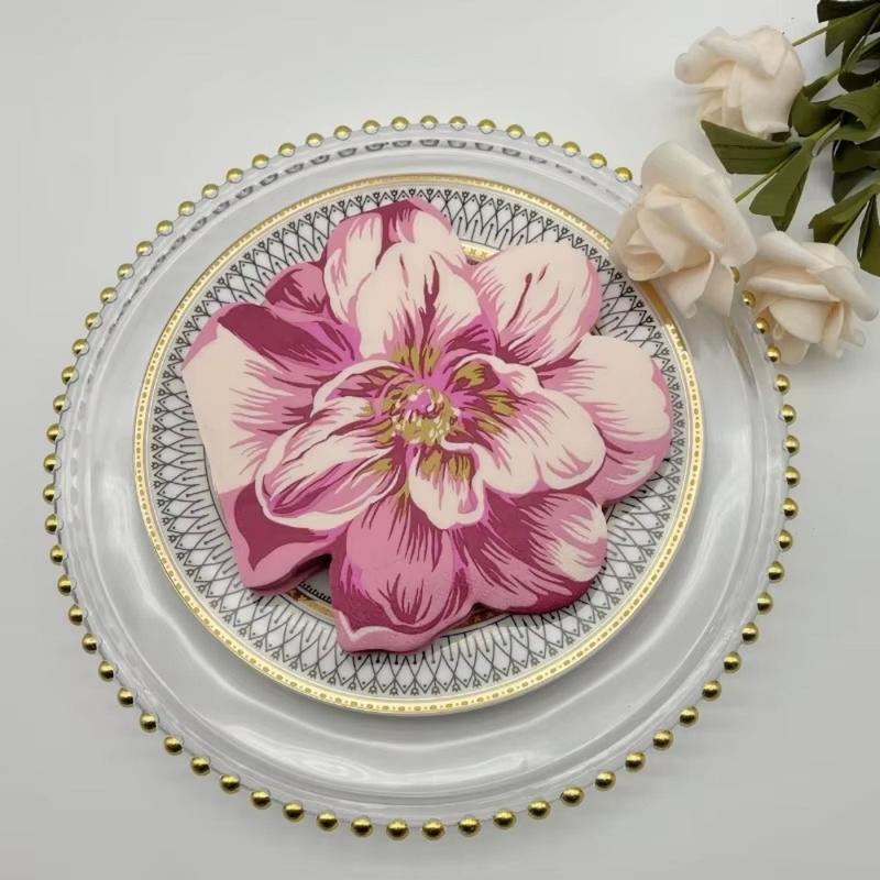 Tisu Bercetak Bunga 3D, Tepi Potong Berbentuk mewah, Kertas Tisu Lipat ...