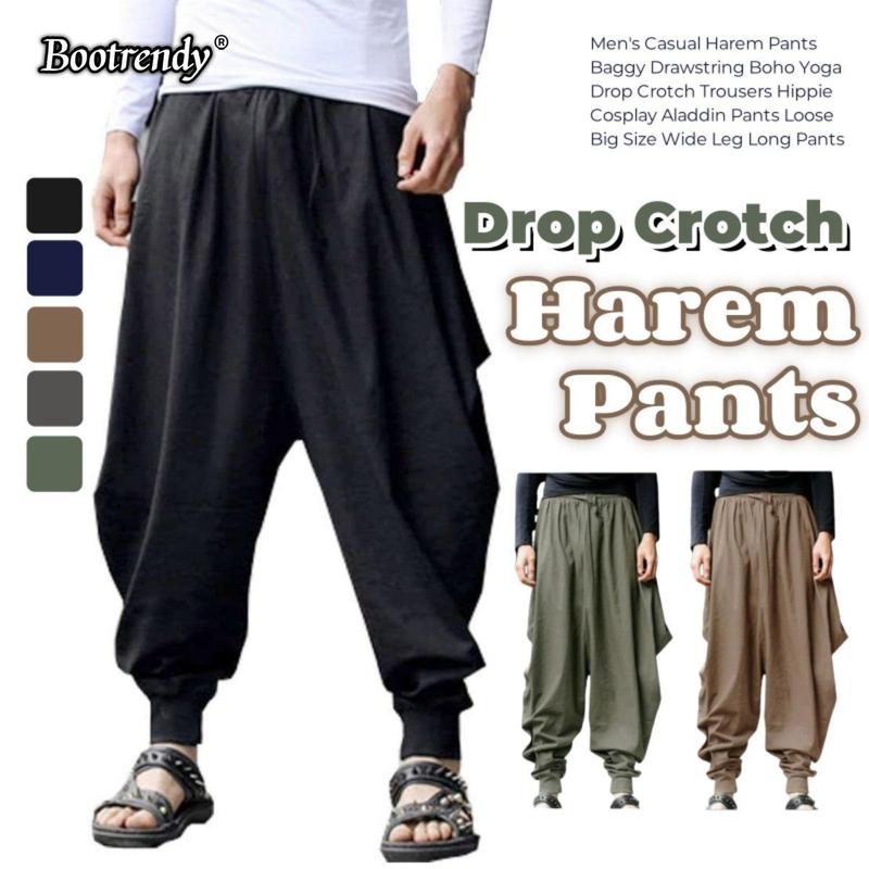 Seluar Harem Hippie Aladdin, Bootrendy, Longgar Kasual, Bertali ...