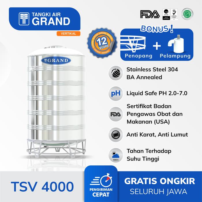 Promo Toren Tandon Air Tangki Stainless Grand TSV 4000 Anti Lumut ...