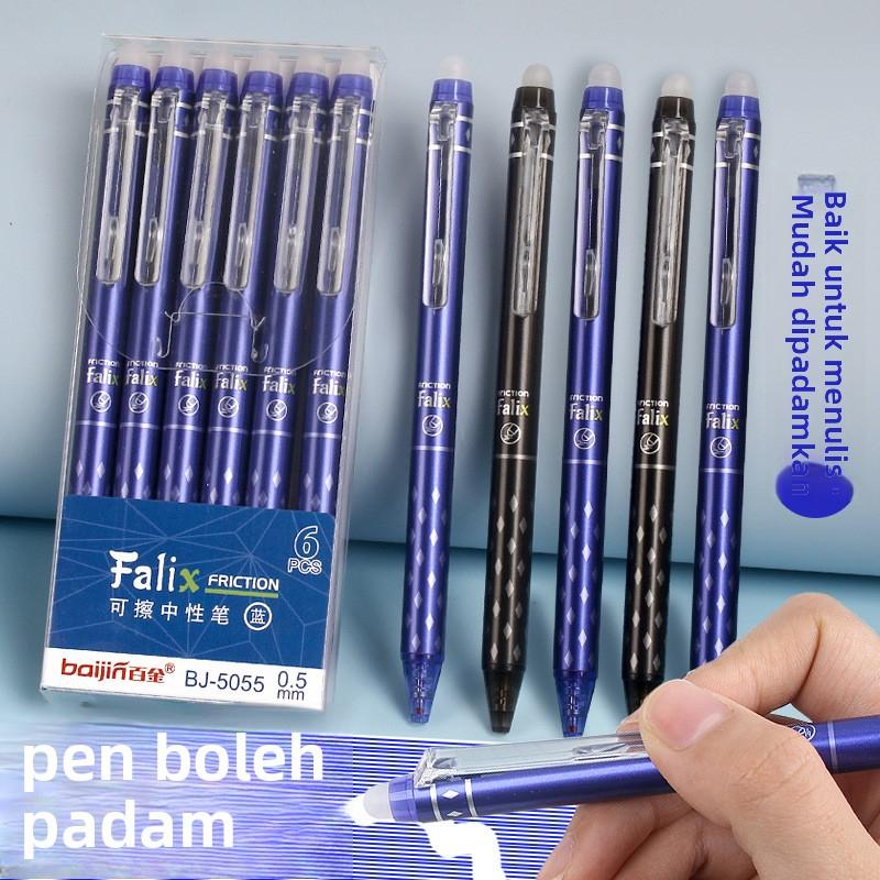 [6PCS]Pen Gel Boleh Padam, Biruand hitam ， Saiz Petua 0.5, Sesuai untuk ...