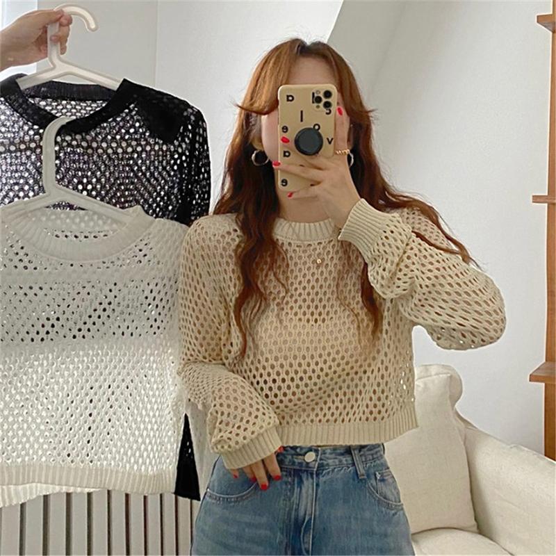 Baju sejuk rajutan Y2K untuk wanita, baju sejuk leher bulat, - TikTok ...