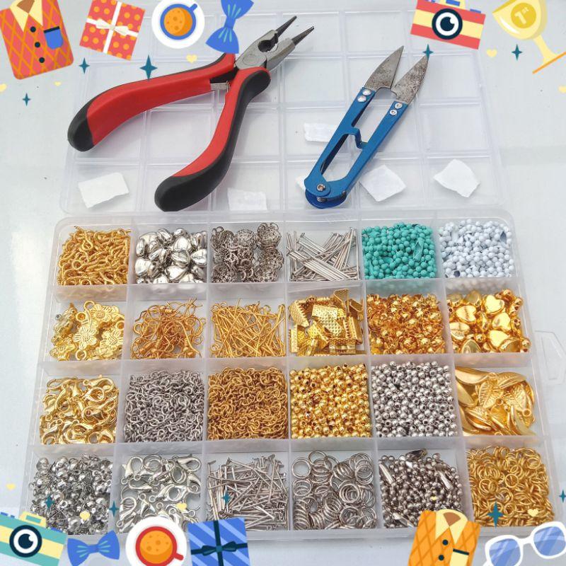 1 Set Bahan kerajinan Menjahit Dan Meronce 24 Varian Free Box+Tang ...