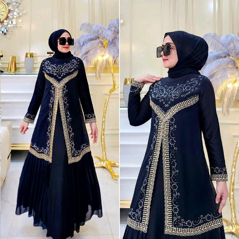 Abaya turkey rempek P/C Gamis Wanita Muslim Bordir Dress Turki - Shop ...