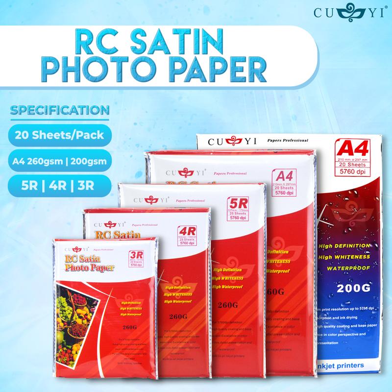 Kertas Foto RC Satin Inkjet, saiz A4, 5R, 3R dan 4R, 20 helai, - TikTok ...