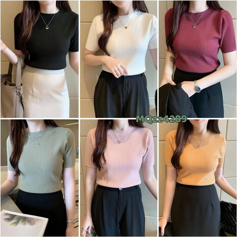 MQzz4289 พร้อมส่ง เสื้อยืด คอกลมแขนสั้น เนื้อผ้าไหมพรม ใส่สบาย - TikTok ...