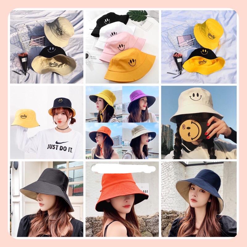 TwoSided Fisherman Hats Small Smile Embroidery Bucket Hat Unisex ...