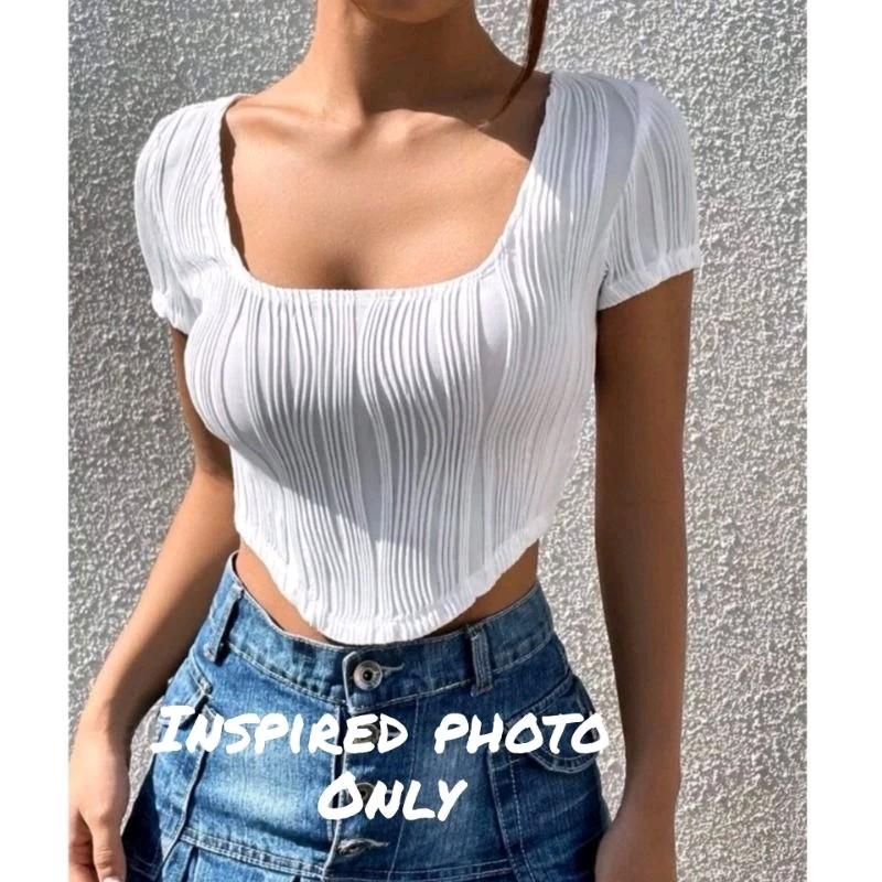 VEC..Asymmetrical Hanky Tops Bandana Short Sleeve Tee Bark Crepe ...