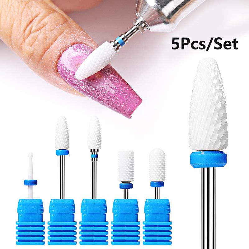 5PCS/Set Ceramic Nail Drill Bits For Electric Drill Manicure - TikTok ...