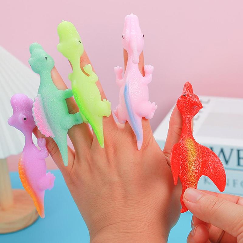 20 Slingshot Dinosaur Finger Toys, Catapult Toys Elastic Flying ...
