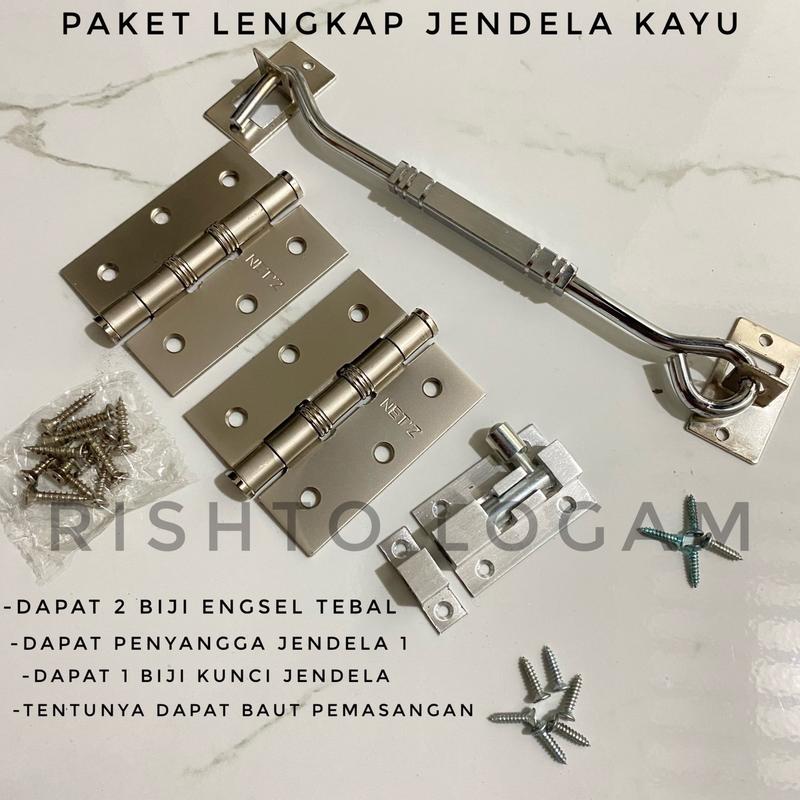 Paket lengkap jendela kunci jendle engsel hak angin - Shop | Tokopedia