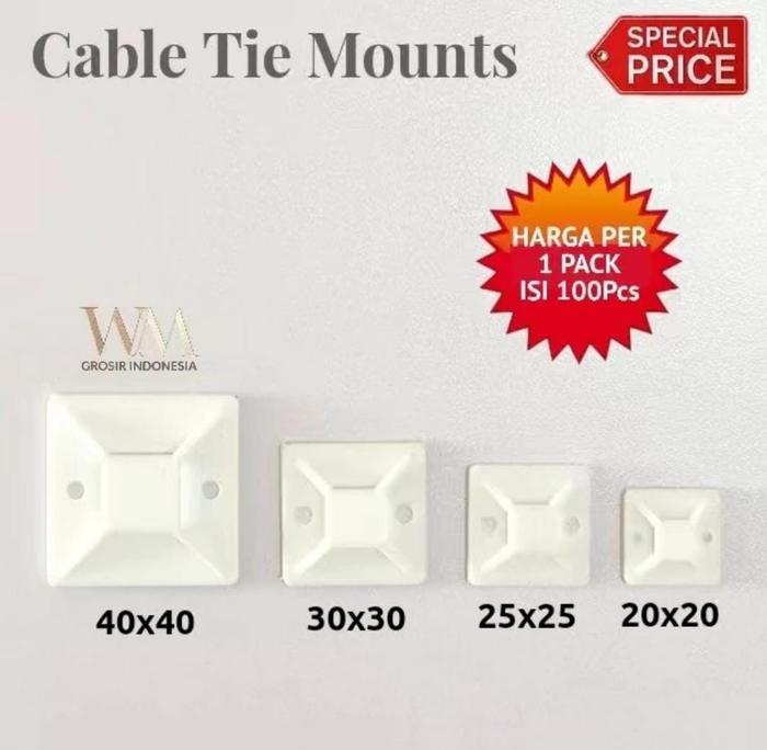 Jual Tie Mount 20x20 Pengikat/Pengait Kabel Tie Self Adhesive Cable ...