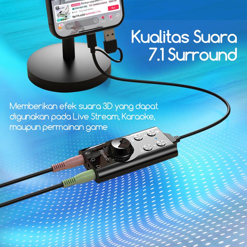 Bonkyo Sound card 7.1 - pengubah suara multi-mode, transmisi suara berkecepatan tinggi Bluetooth ...
