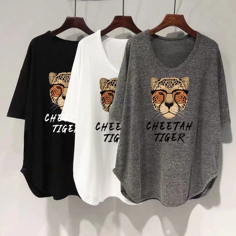 Plus Size Oversized 150KG Women Loose Cartoon Prints Round Neck ...