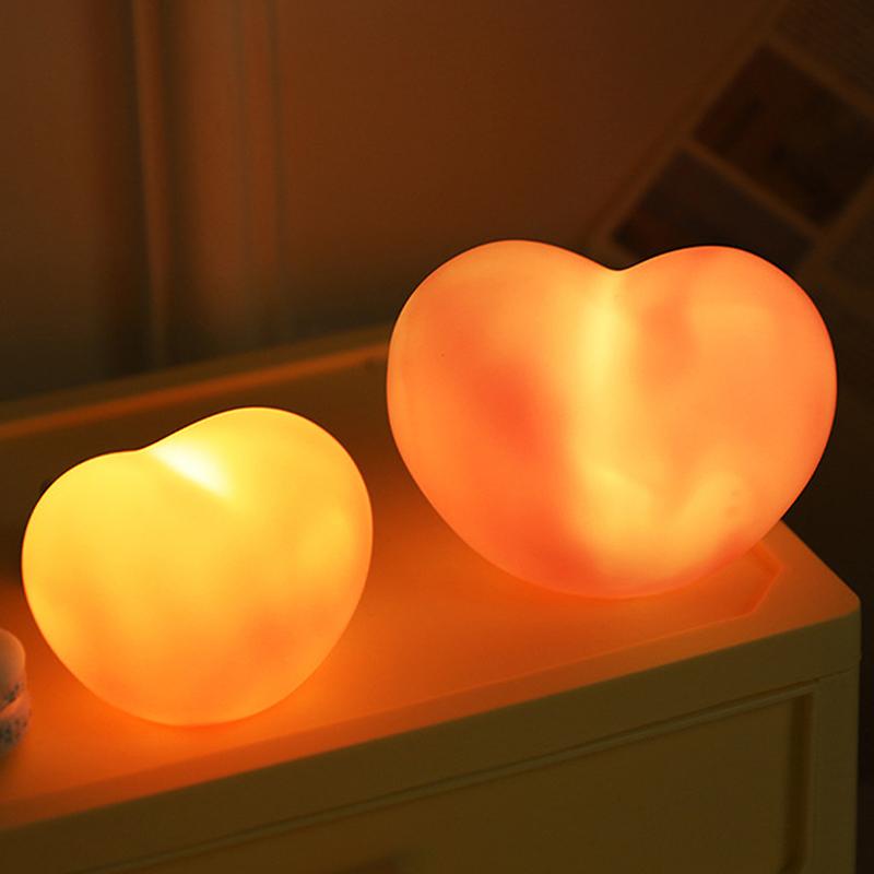 1pcs Cute Heart Night Light Vinyl LED Sleeping Lamp Bedside Touch ...